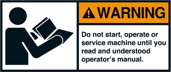 Warning Read operators manual sticker, ANSI 35 x 80 mm | bol.com