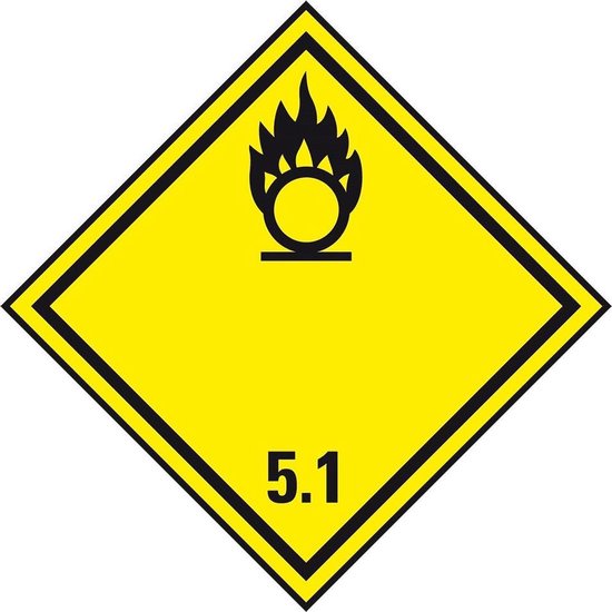 ADR sticker klasse 5.1 oxiderende stoffen, zeewaterbestendig op rol 100 ...