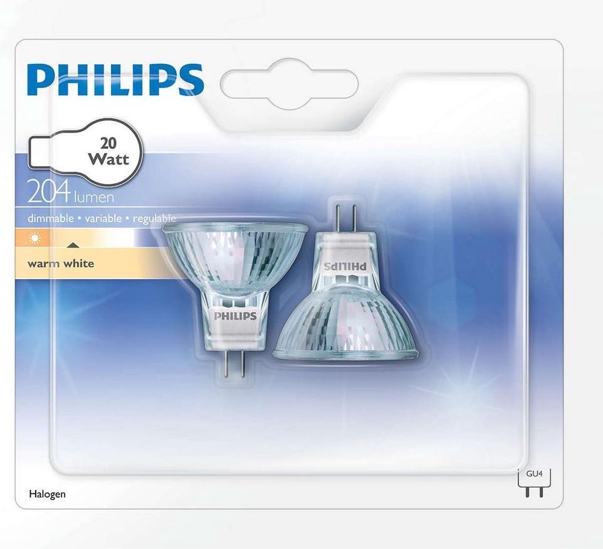Philips Halogeenlamp - Hal-Dich 4y 20W GU4 12V 30D 2BC/10 | bol.com