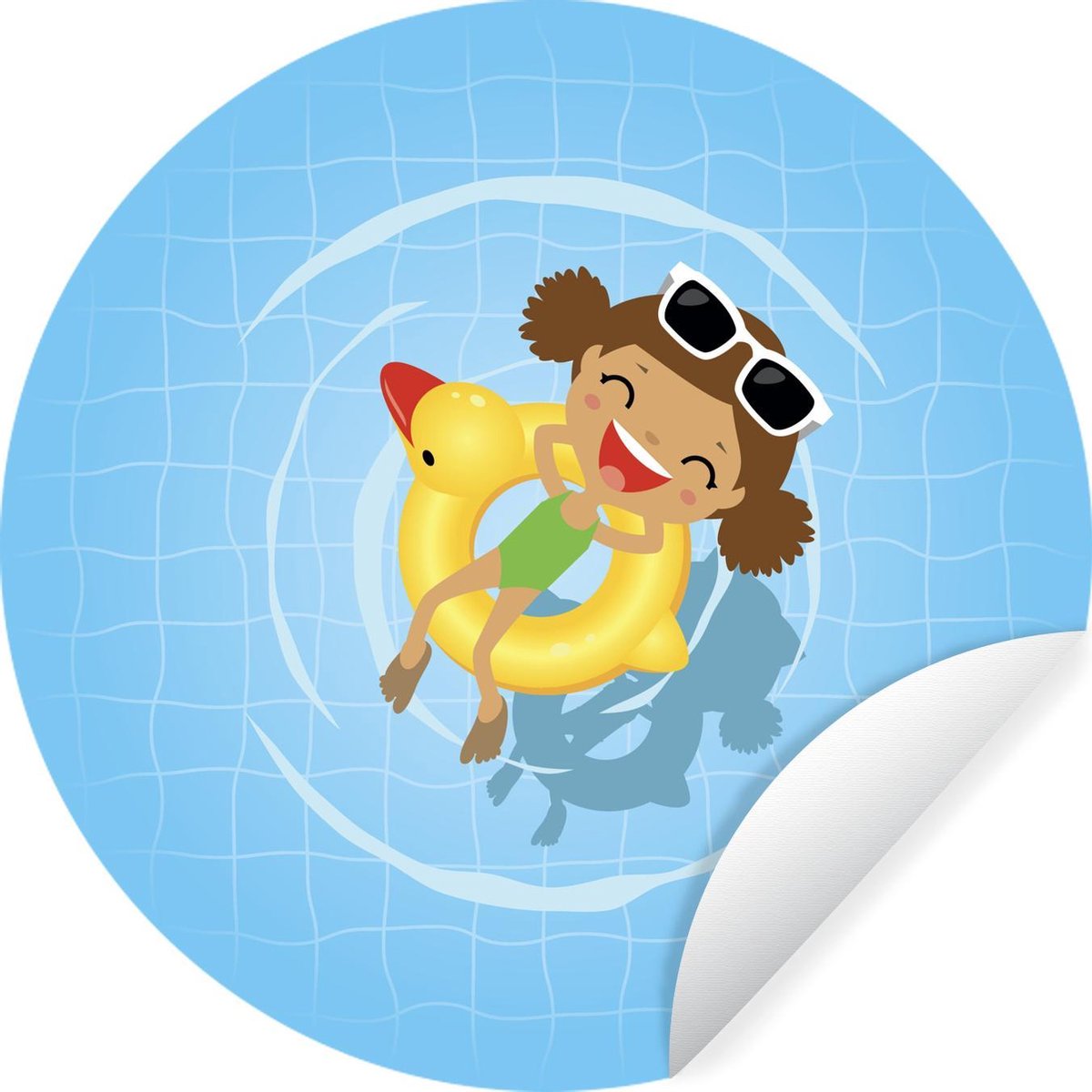 Illustration pour enfants d'une fille dans une piscine Sticker papier ...