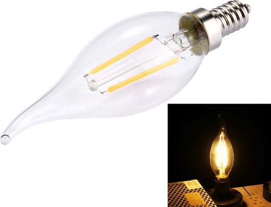 C35 E12 2W dimbaar wit licht LED Filament lamp 2 LEDs 150 LM Retro energiebesparing... | bol.com