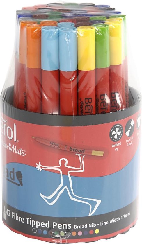 Berol Stift, d 10 mm, lijndikte 1-1,7 mm, diverse kleuren, 42 stuk je | bol