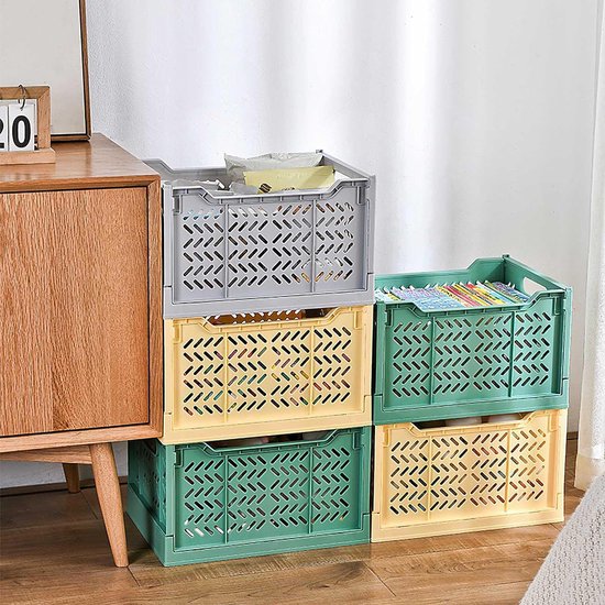 Pack of 2 Large Folding Baskets, 38.5 x 28.5 x 23 cm, Foldable Storage ...