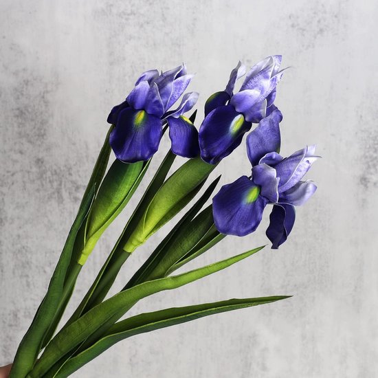 Pack of 3 Artificial Iris Flowers, Long Stems, Fake Artificial Flowers ...
