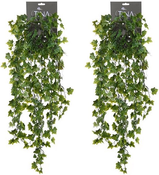 Louis Maes kunstplant met blaadjes hangplant Klimop/hedera - 2x - groen ...