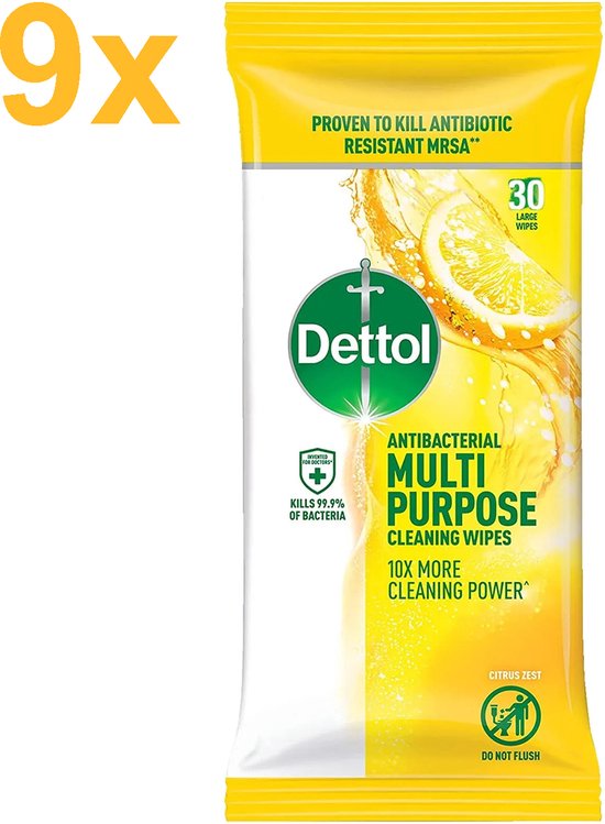 Dettol - Wipes Multi Purpose - Citrus - Reinigingsdoekjes - 270 Stuks ...