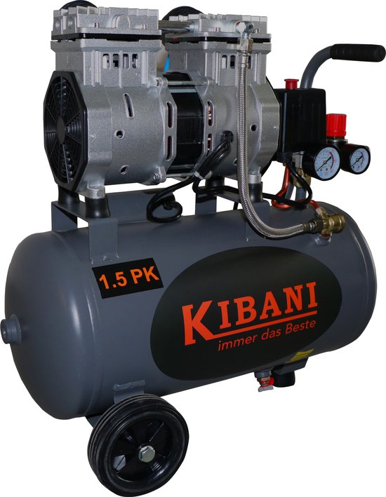 Kibani super stille compressor 24 liter – olievrij – 8 BAR – 63 dB – Super Silent -... | bol