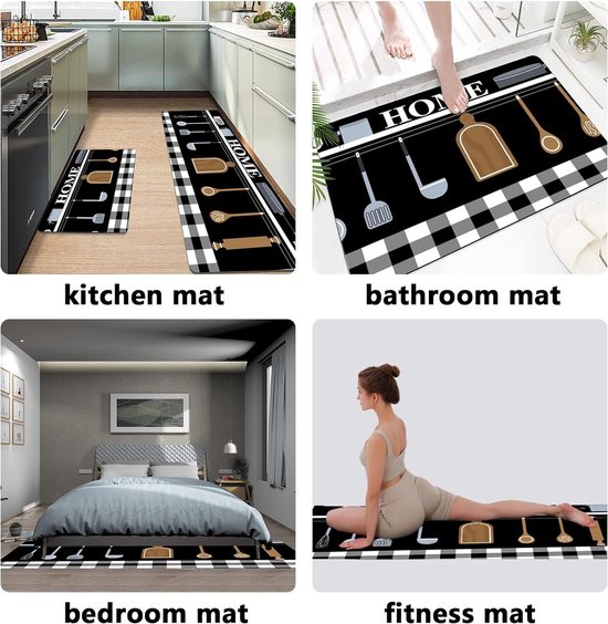 Kitchen Rug Runner Rubber Back, 2 Pieces Kitchen Runner Non-Slip ...