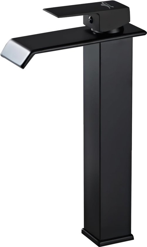 10056-N Tall Waterfall Black Matt Bathroom Stainless Steel Square Tap ...