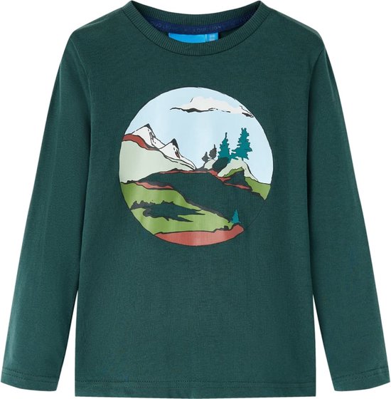 vidaXL-Kindershirt-met-lange-mouwen-bergen-en-bomenprint-104 ...