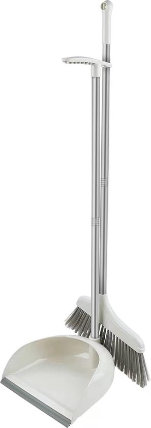 Bezem en stoffer en blik set Verticale lange steel bezem set Stoffer en ...