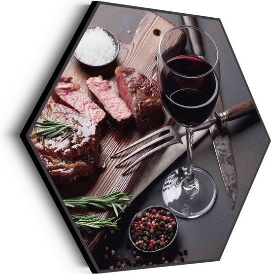 Akoestisch Schilderij Beef met Rode Wijn Hexagon Basic M (60 X 52 CM ...