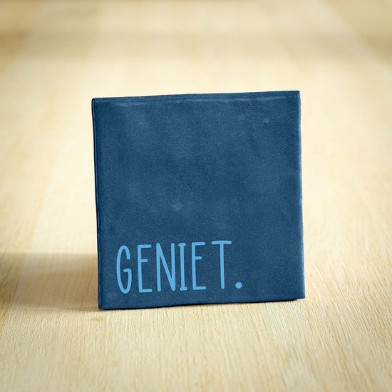 Tegeltje - GENIET | Donkerblauw | 10x10cm - Interieur - Wijsheid ...
