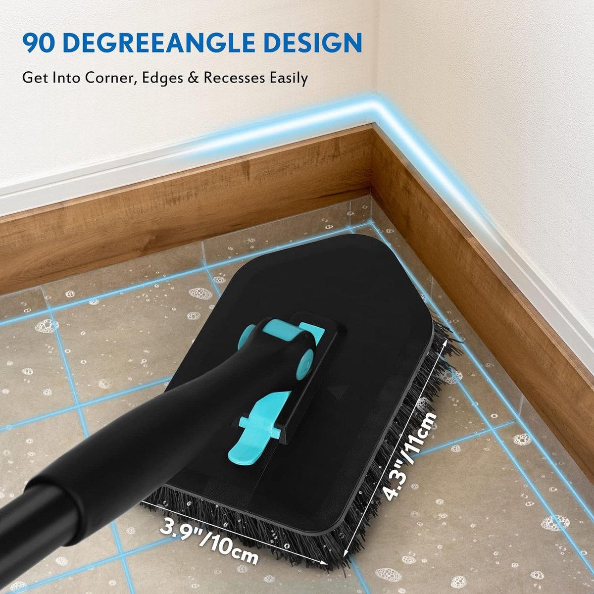 schrobber met steel badkamer, 3-in-1 reinigingsborstel badkamer ...