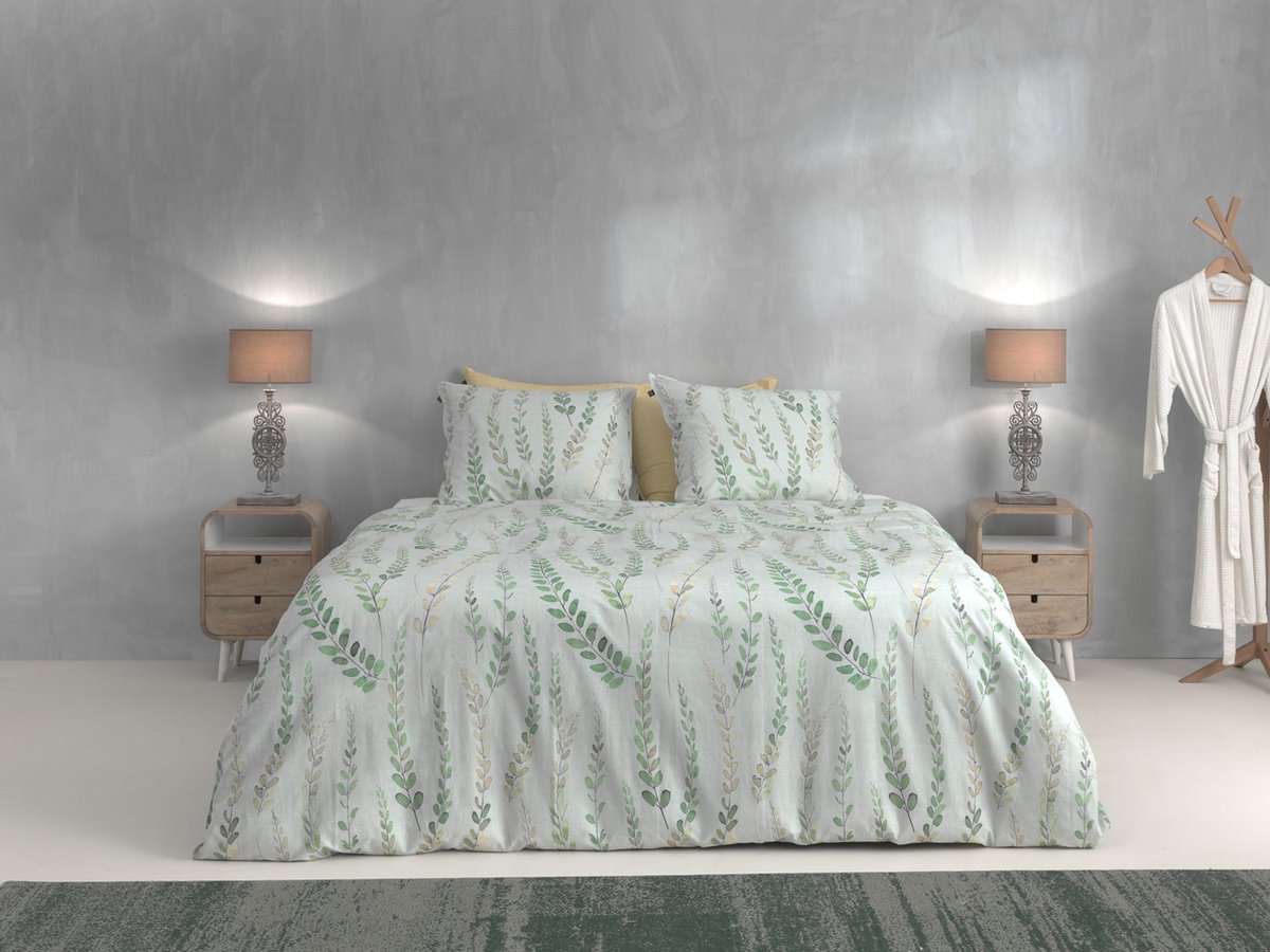 Zohome Lanza Dekbedovertrek - Extra breed - 260x200/220 cm - Green | bol