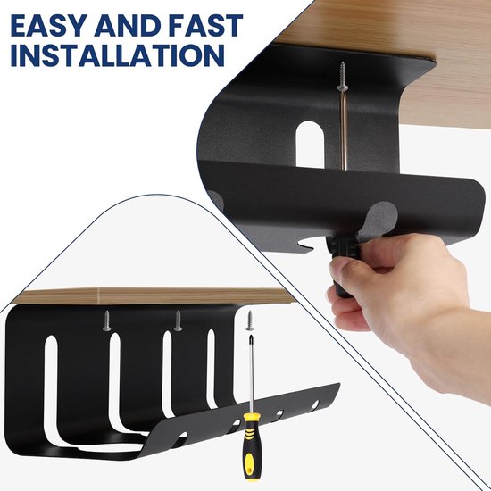 Cable duct desk, set of 2, cable management desk for organised power ...