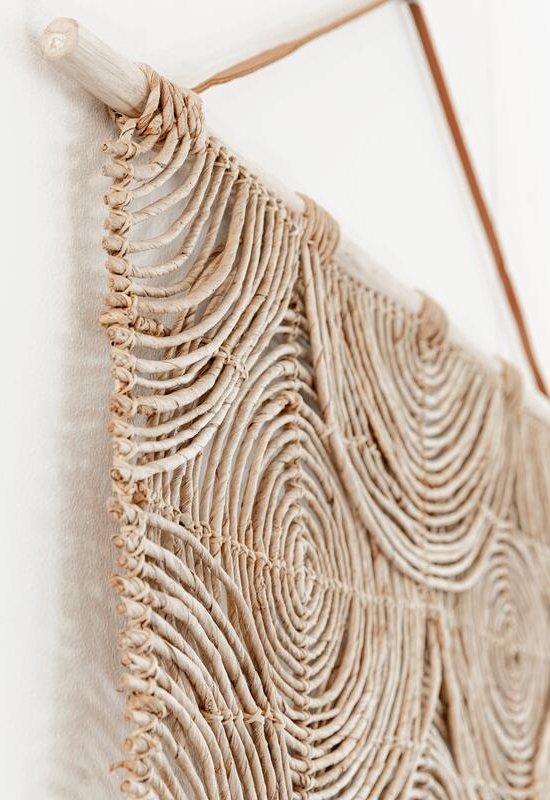 MUST Living Wall Panel round & round,107x71x2 cm, natural abaca and ...