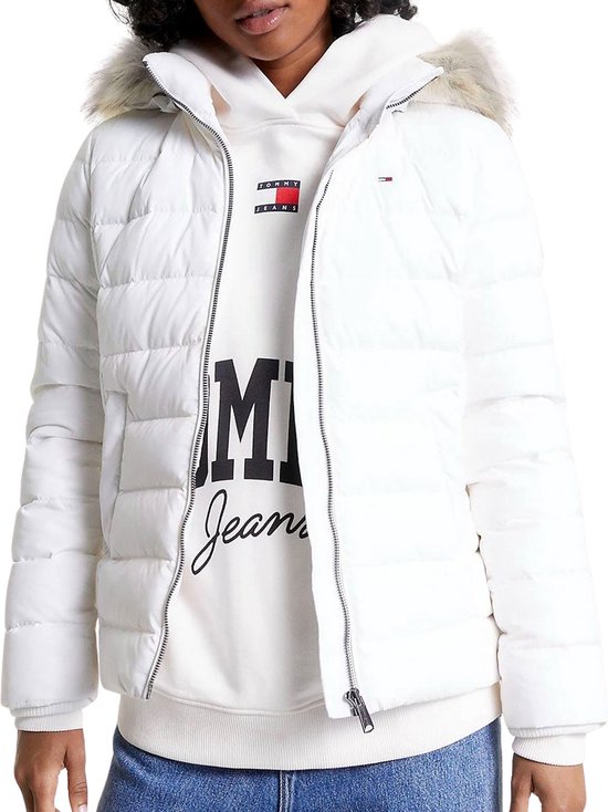 Tommy Hilfiger TJW Basic Hooded Down Jacket Dames Jas - Wit - Maat L | bol