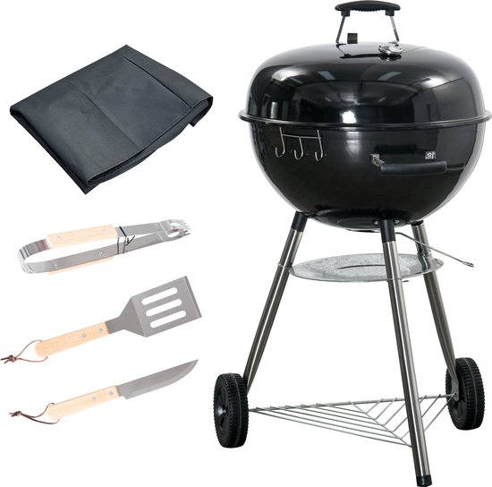 Sunny BBQ houtskool Grill - met thermometer - Zwart - 65 x 65 x 108 cm ...