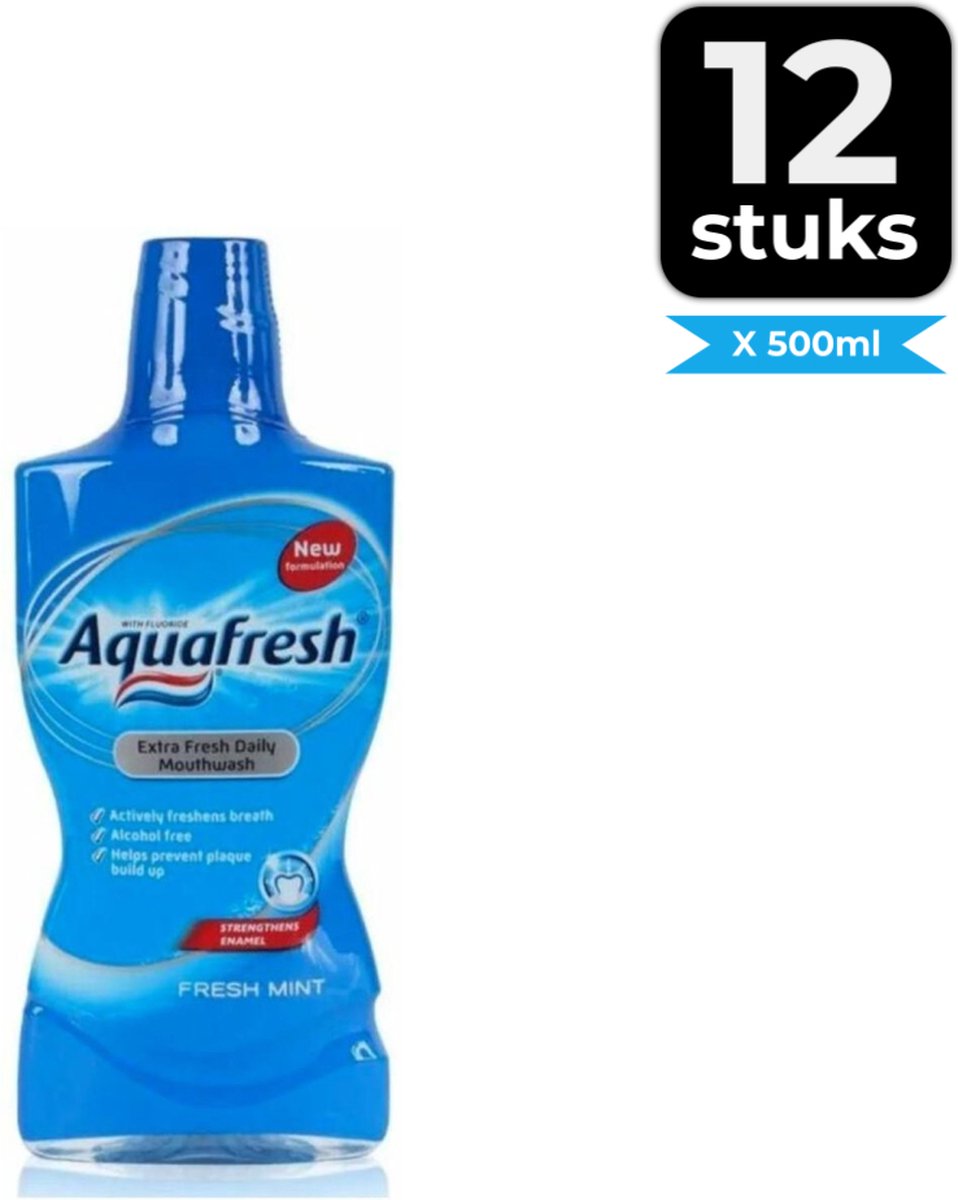 Aquafresh Mondwater - Fresh Mint - 500 ml - Voordeelverpakking 12 stuks ...