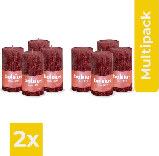 Bolsius - Rustieke Kaars - 4 Stuks - Rood - 13cm - Kaarsen ...