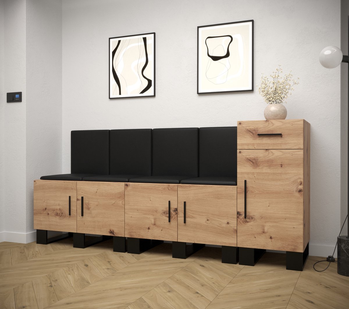 Garderobekast Ganggarderobe Compacte garderobe Vestibule Wandkast Plank ...