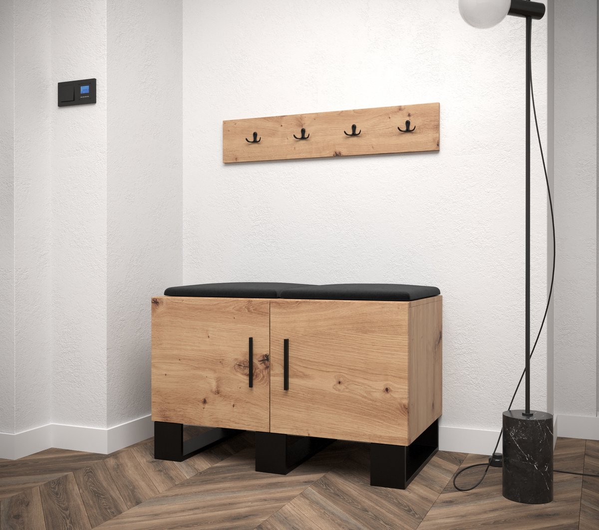 Garderobekast Ganggarderobe Compacte garderobe Vestibule Wandkast Plank ...