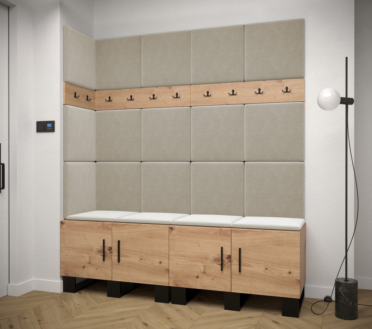 Garderobekast Ganggarderobe Compacte garderobe Vestibule Wandkast Plank ...