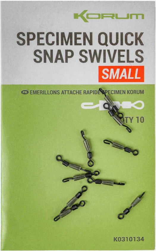 Korum Specimen Quick Snap Swivels (10pcs) - Maat : Small | bol