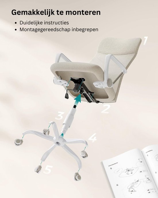 Bureaustoel - Ergonomische Zitting - In Hoogte Verstelbaar - Kantelbare ...