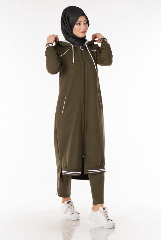 Dames 2-delig combi pak loungewear lang | Broek en Vest | Donkergroen | bol