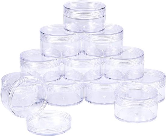 50 Stuks - Lege Doorzichtige Plastic Potjes met Deksel - 5ML ...