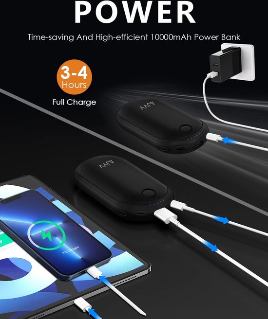 Equivera Chauffe-mains électrique - 3 modes - Rechargeable - Zwart ...