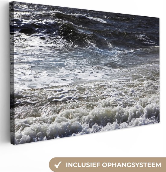 Canvas schilderij 140x90 cm - Wanddecoratie Noordzee - Water - Golven - Muurdecoratie... | bol