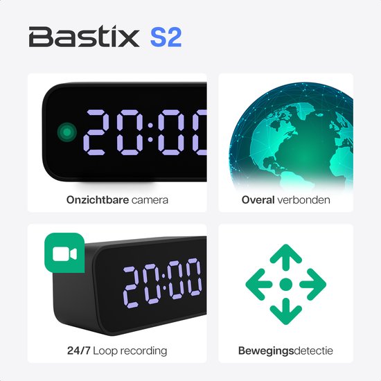Bastix S2 Spy Camera Klok - Verborgen Mini Camera - Afluisterapparatuur ...