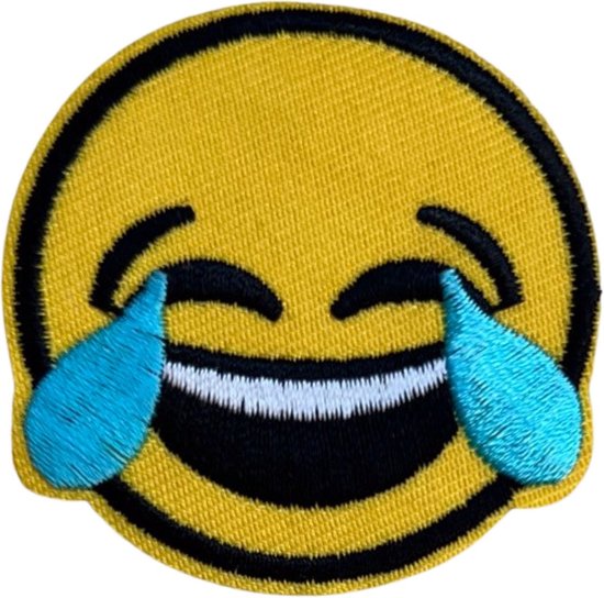 Emoji Smiley Strijk embleem Patch Tranen Lachen 5.2 cm / 5.2 cm / Geel ...