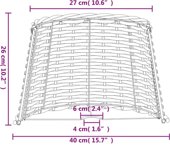 vidaXL - Lampenkap - Ø40x26 - cm - wicker - bruin | bol