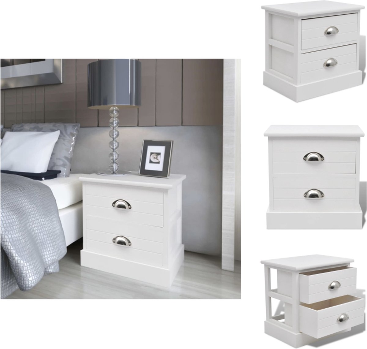 vidaXL Table de chevet Style Country français - 38 x 28 x 38 cm - blanc ...