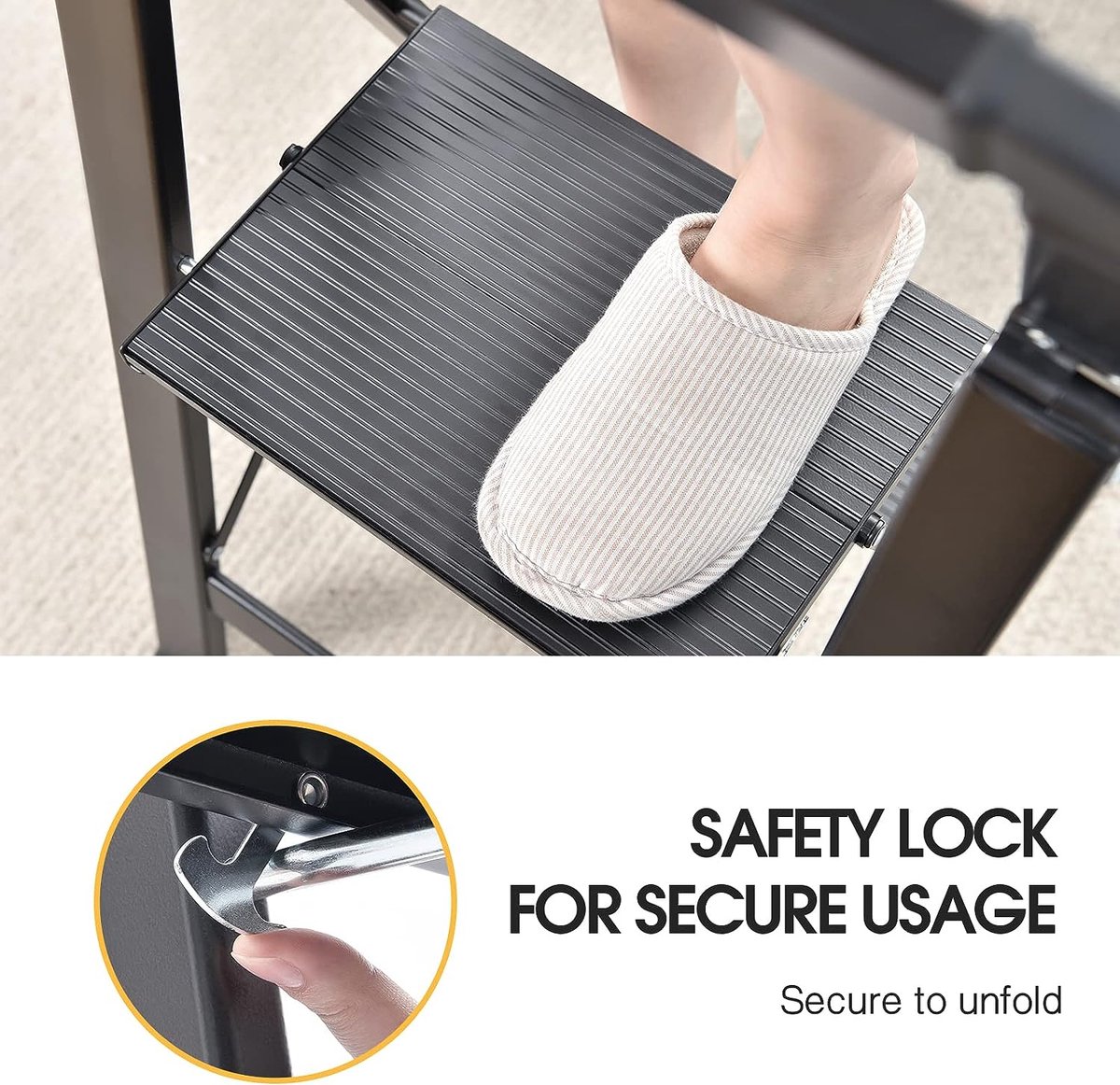 Escabeau 2 marches, échelle pliante avec main courante, échelle de ménage... | bol