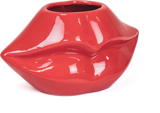 Housevitamin Lips Don't Lie Vaas - Bloempot Rood - 21x19x11cm - Uniek ...