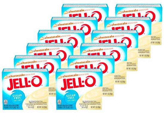 Jello | Cheesecake Pudding | Suikervrij | 12 Stuks | 12 x 28 gram | bol