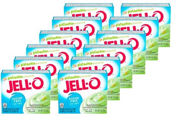 Jello | Pistache Pudding | Suikervrij | 12 Stuks | 12 x 28 gram | bol