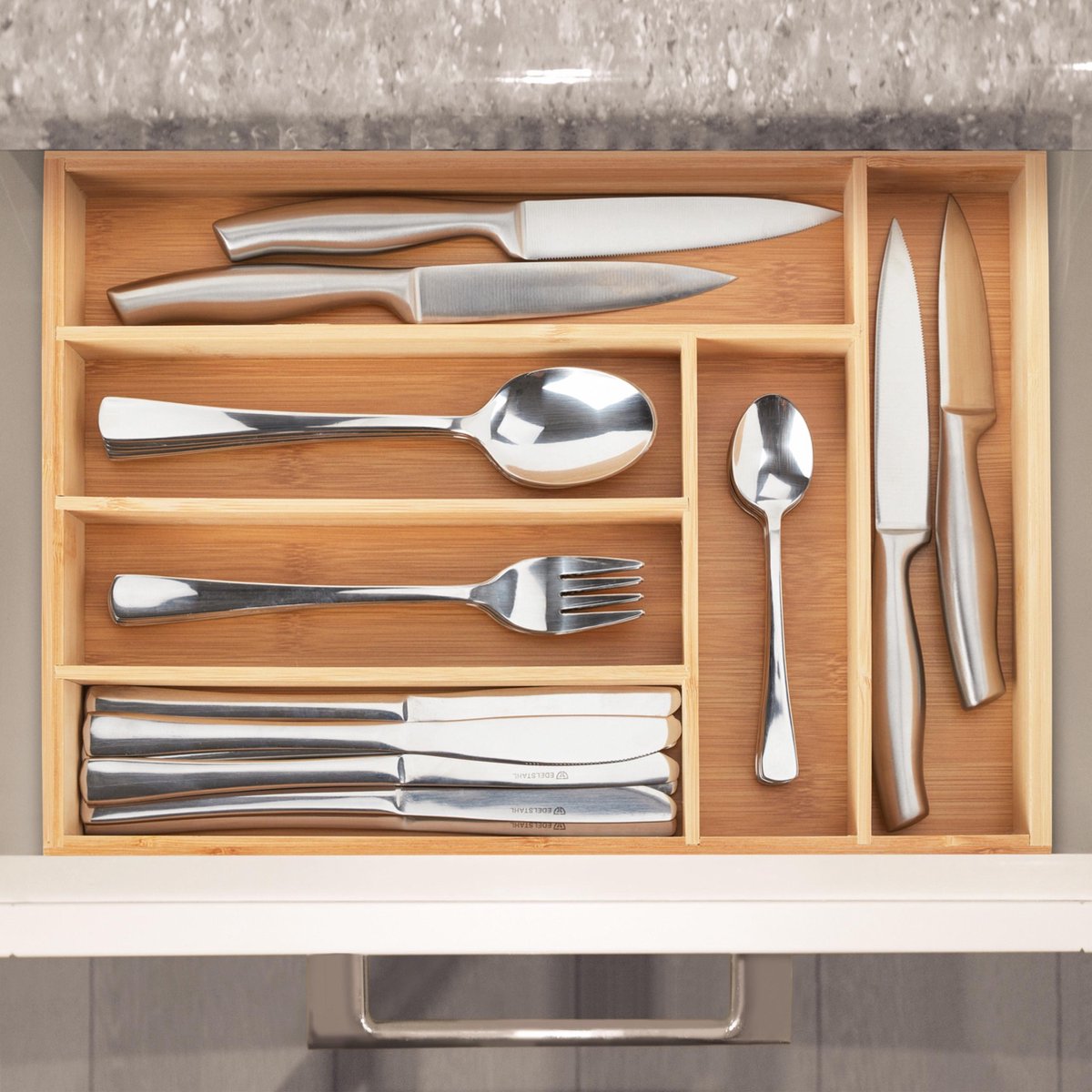 relaxdays bestekbak bamboe - bestekla - besteklade hout - bestekbakje ...