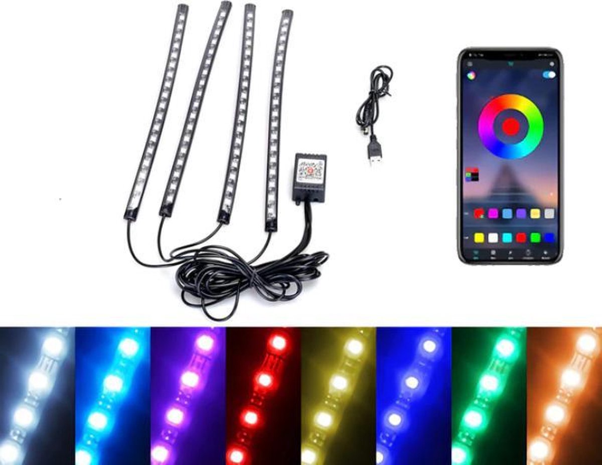 Auto LED RGB Interieur Verlichting met App Bediening en Aansteker ...