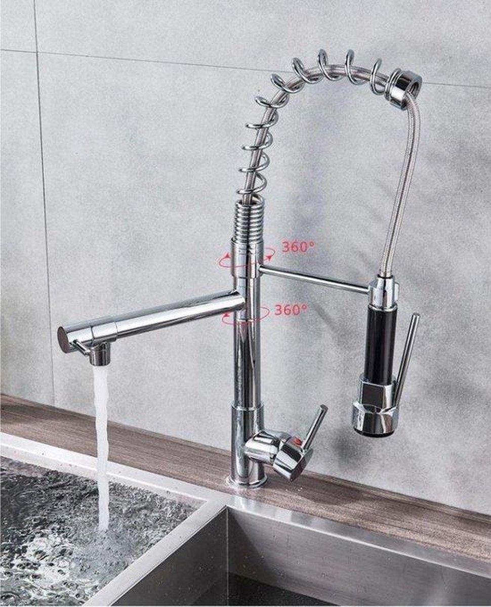 Chroom | Keukenkraan | Uittrekbare uitloop | Horeca kraan | Uittrekbaar | bol.com