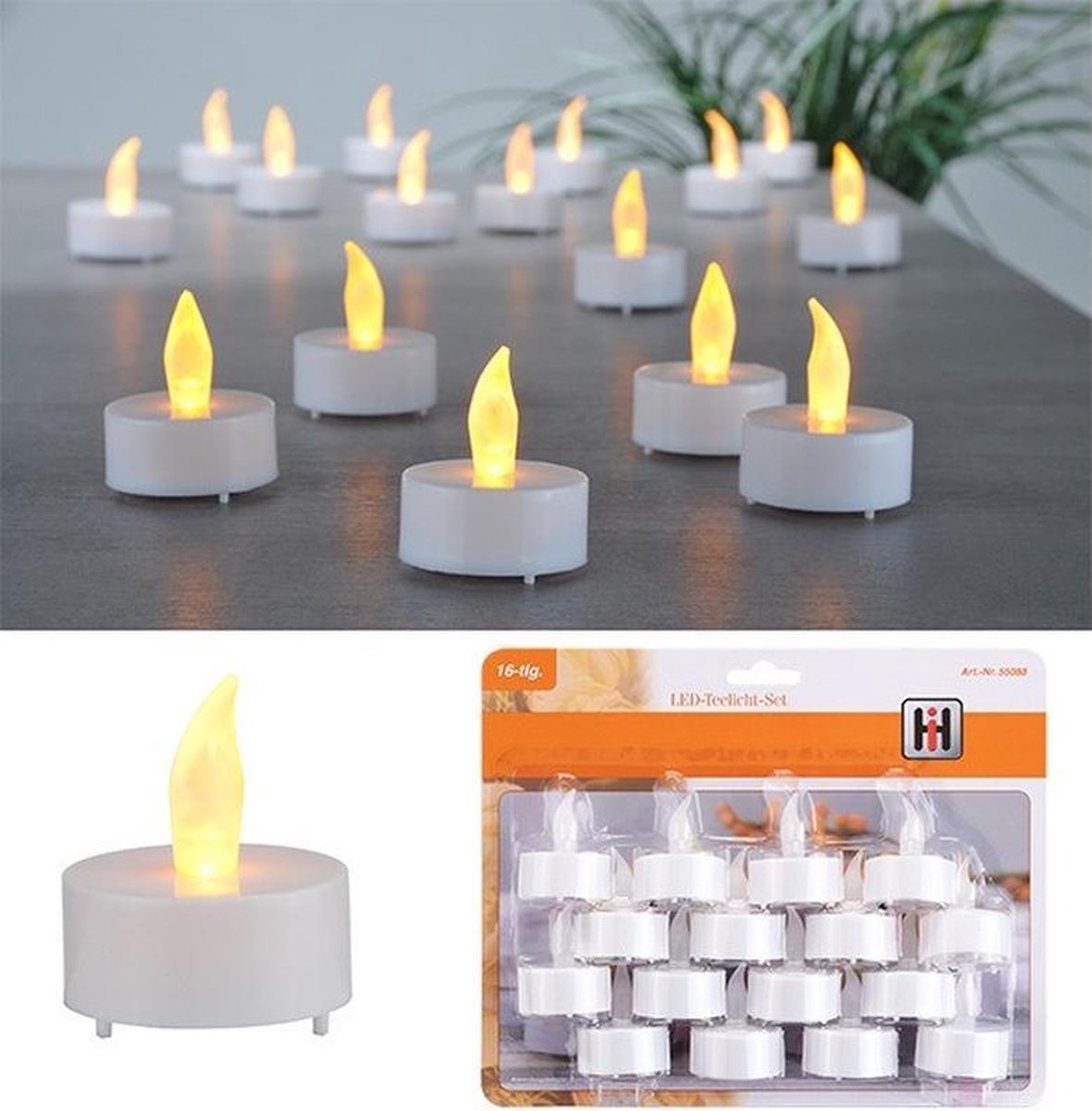 Lot de 16 bougies chauffe-plat LED / bougies chauffe-plat à piles ...