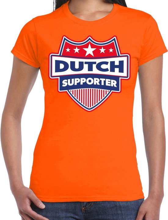 Dutch supporter schild t-shirt oranje voor dames - Nederland landen t ...