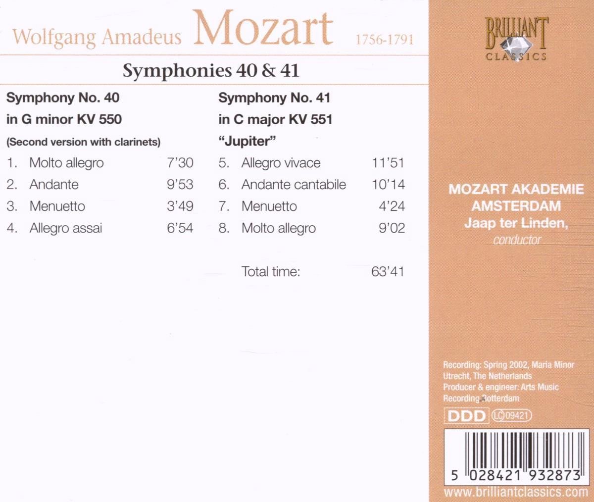 Mozart Akademie Amsterdam, Jaap Ter Linden - Mozart: Symphonies 40 & 41 (CD), Jaap ter... | bol.com