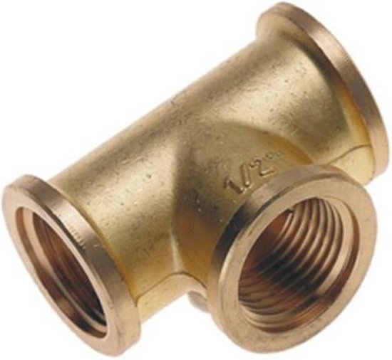 Bonfix messing T stuk 3 x binnendraad 1/2 messing | bol.com