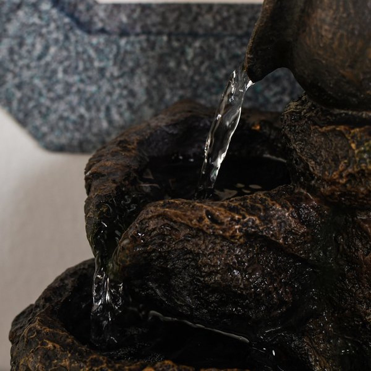 Binnenfontein, fontein met rotsen, verlicht voor binnen, polyresin | bol